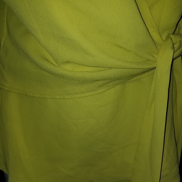 Tops | Yellow Wrap Top With Ruffle Sleeves | Poshmark